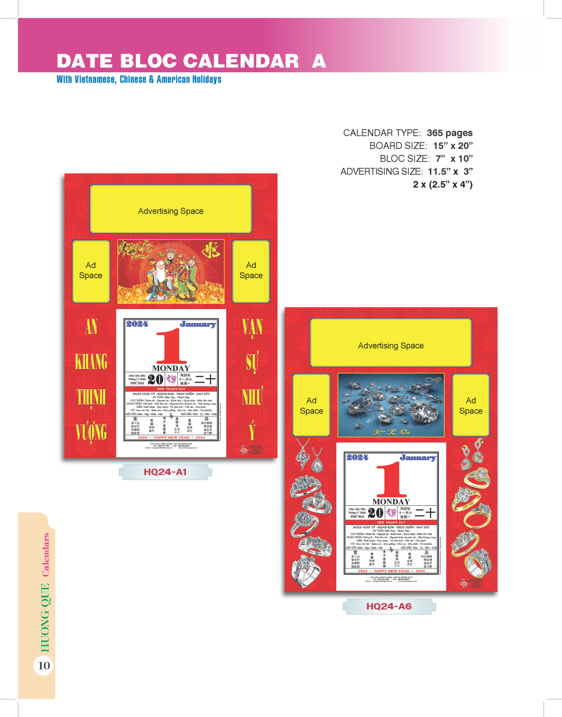 Lich Huong Que - Carton Calendars