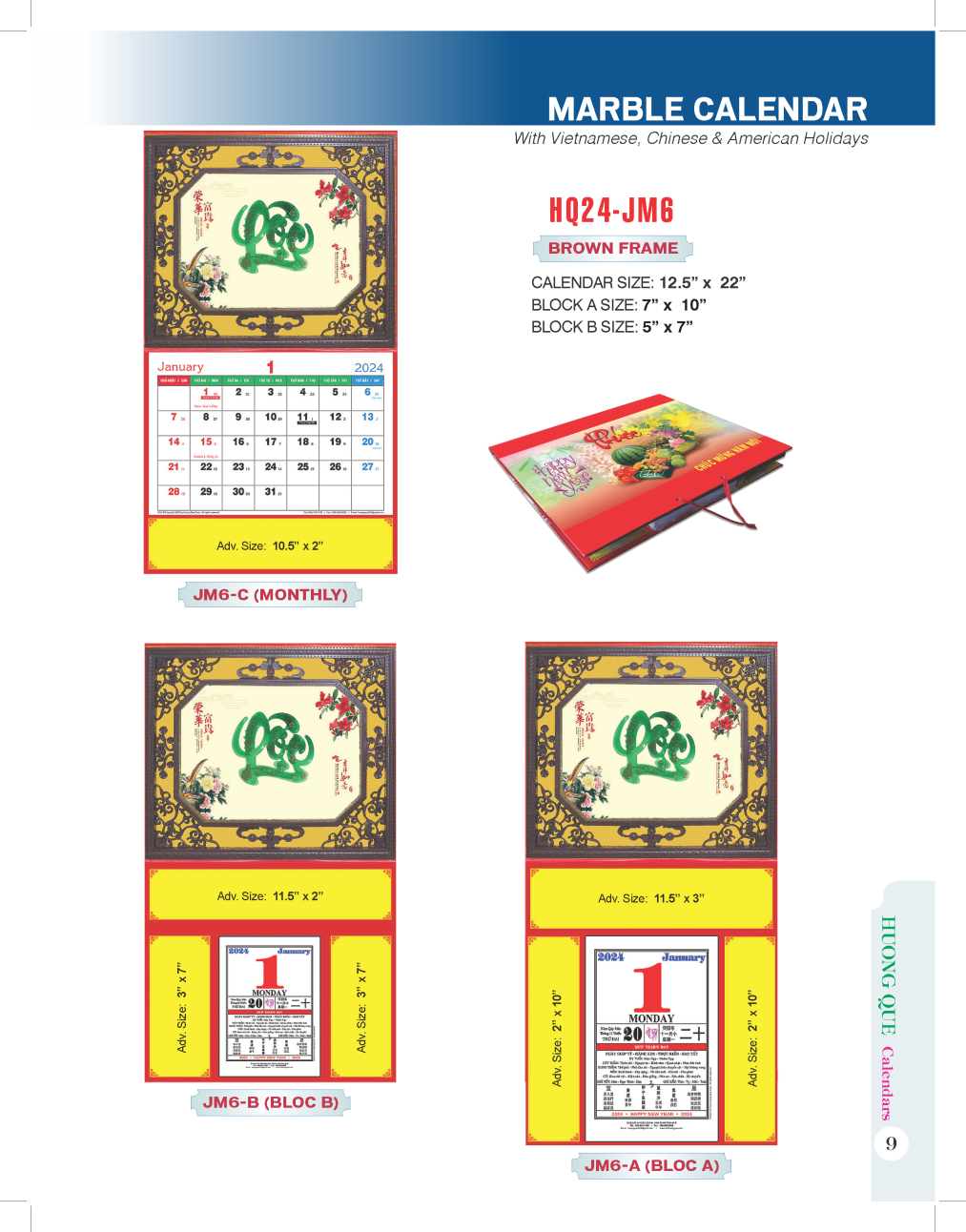 Lich Huong Que - Plastic Calendars