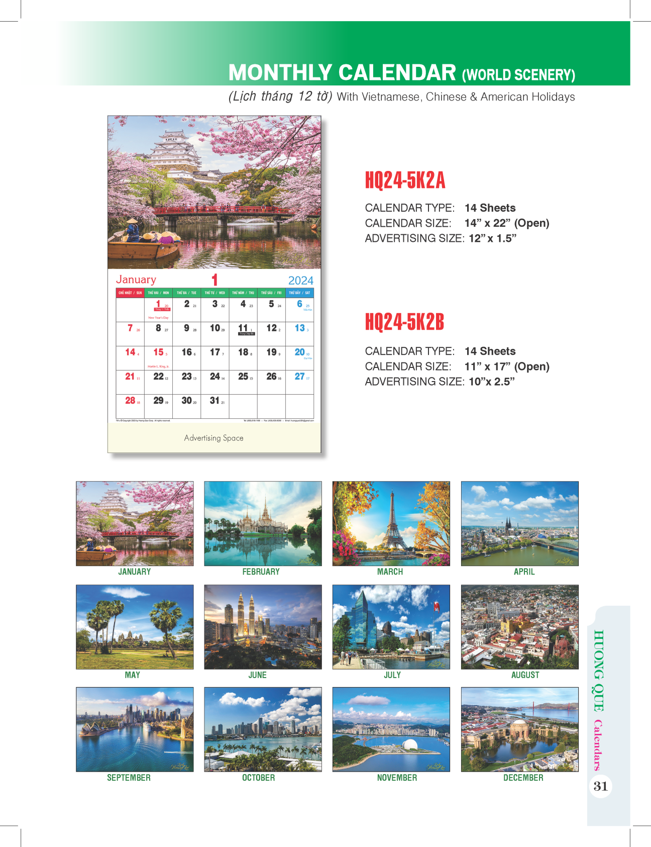 Lich Huong Que - Monthly Calendars